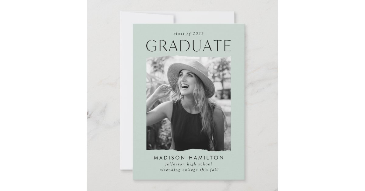 Modern Edge Mint Photo Graduation Party Invitation | Zazzle.com