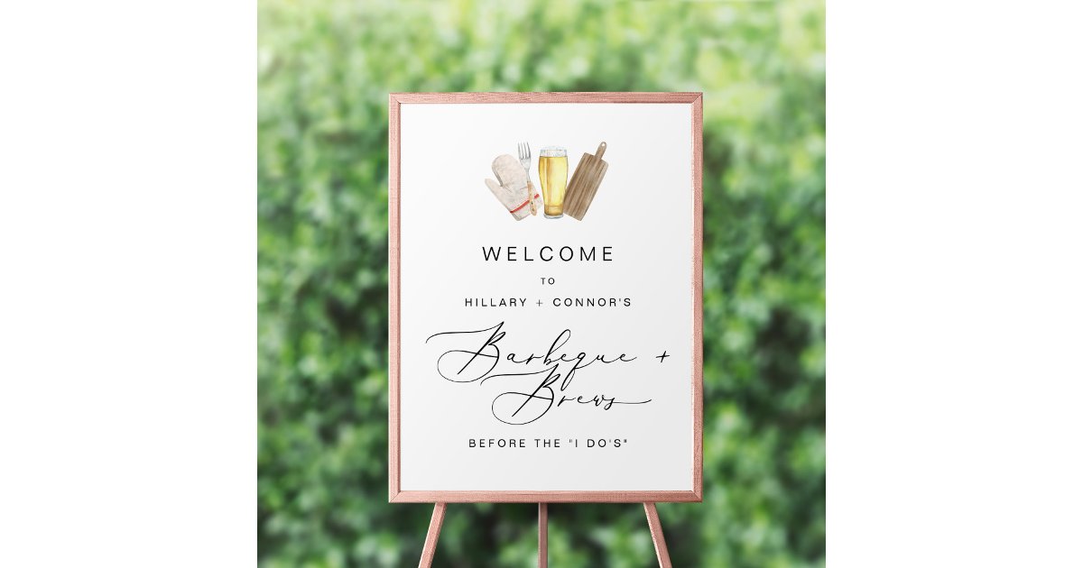 Modern Edgy Rehearsal Calligraphy BBQ & Brews Poster | Zazzle