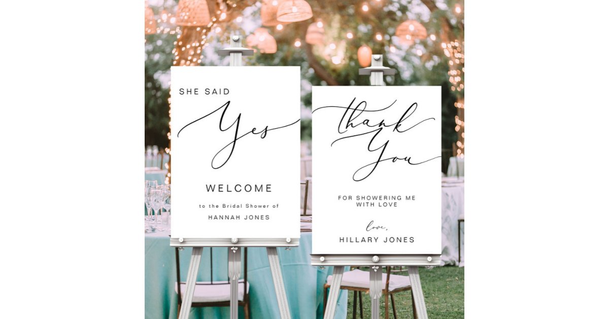 Modern Edgy She Said Yes Bridal welcome sign | Zazzle