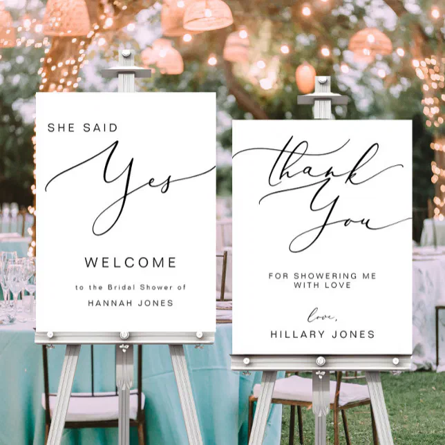 Modern Edgy She Said Yes Bridal welcome sign | Zazzle