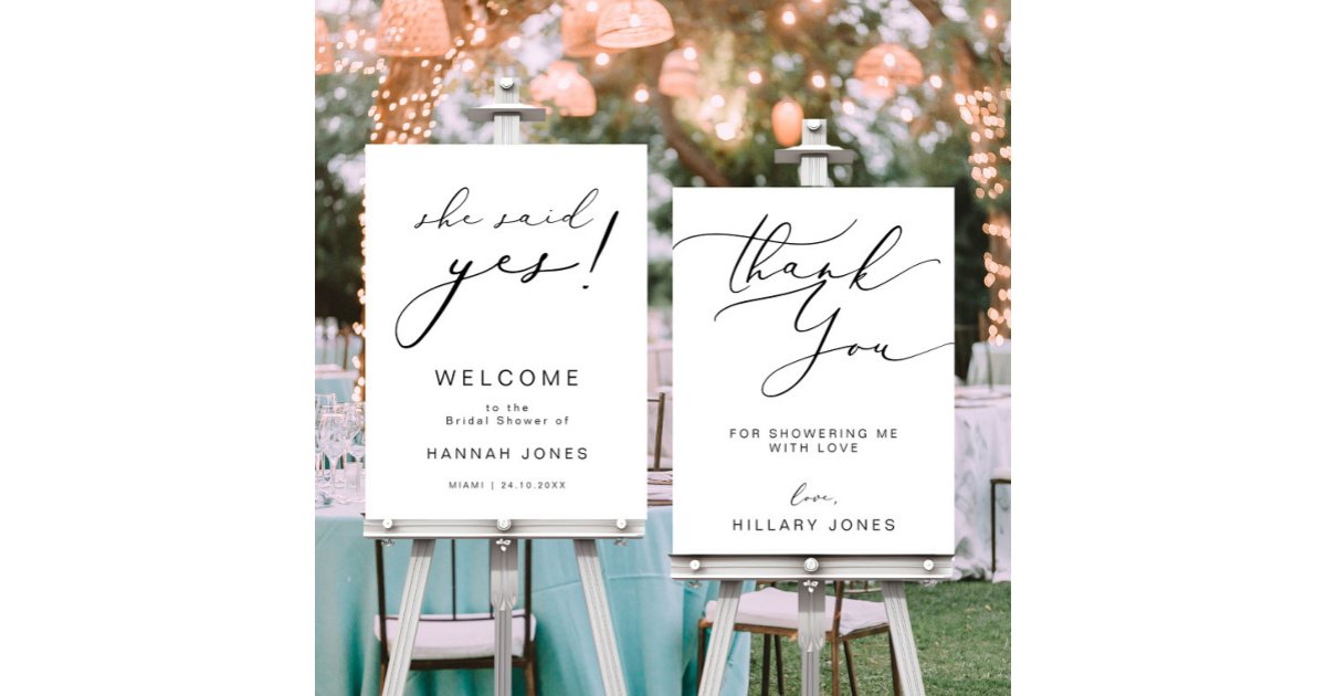 Modern Edgy She Said Yes Bridal welcome sign | Zazzle