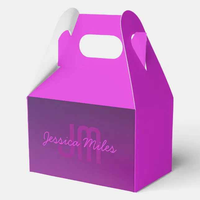 Modern Editable Monogrammed Text & Purple Ombre Favor Boxes | Zazzle