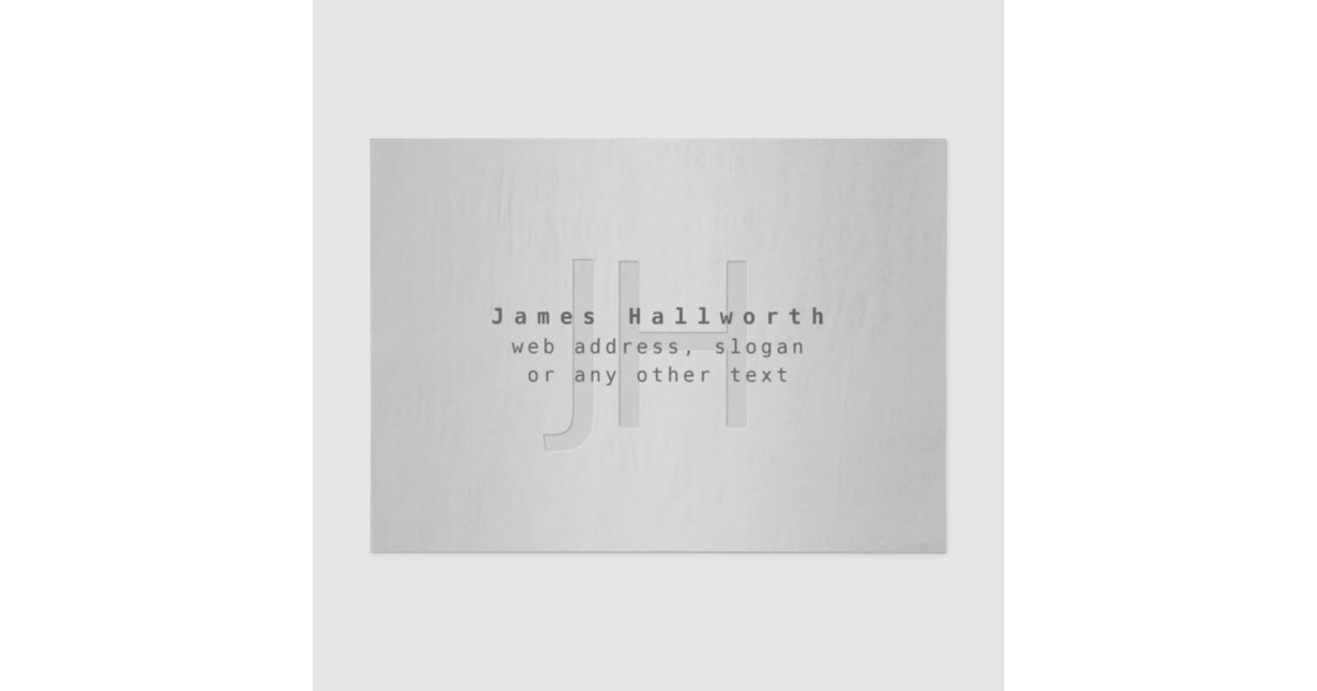 Modern Editable Name & Slogan | Grey Gradient Tissue Paper | Zazzle