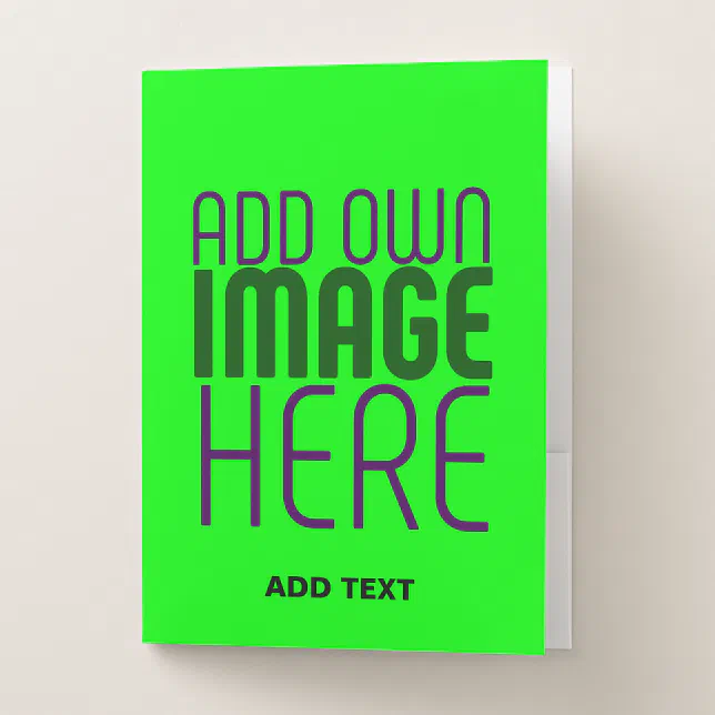 MODERN EDITABLE NEON GREEN IMAGE TEXT TEMPLATE POCKET FOLDER | Zazzle