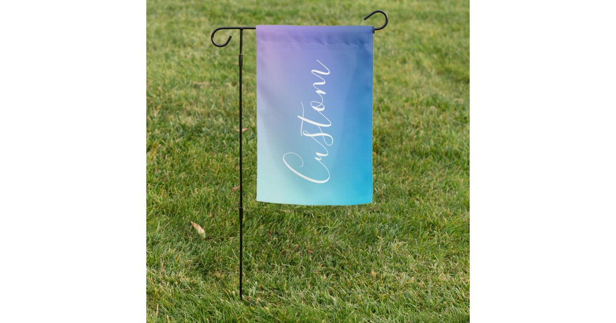Modern Editable Script Writing | Colorful Ombre Garden Flag | Zazzle
