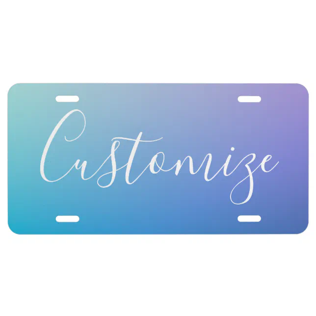 Modern Editable Script Writing | Colorful Ombre License Plate | Zazzle