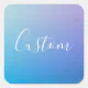 Modern Editable Script Writing | Colorful Ombre Square Sticker | Zazzle
