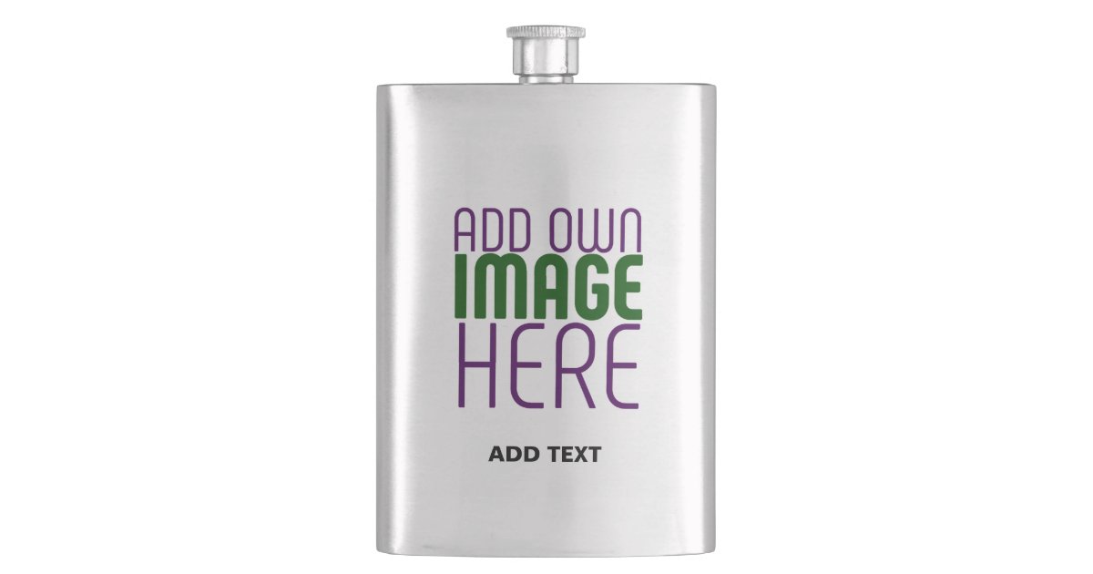 MODERN EDITABLE SIMPLE ASH IMAGE TEXT TEMPLATE FLASK | Zazzle