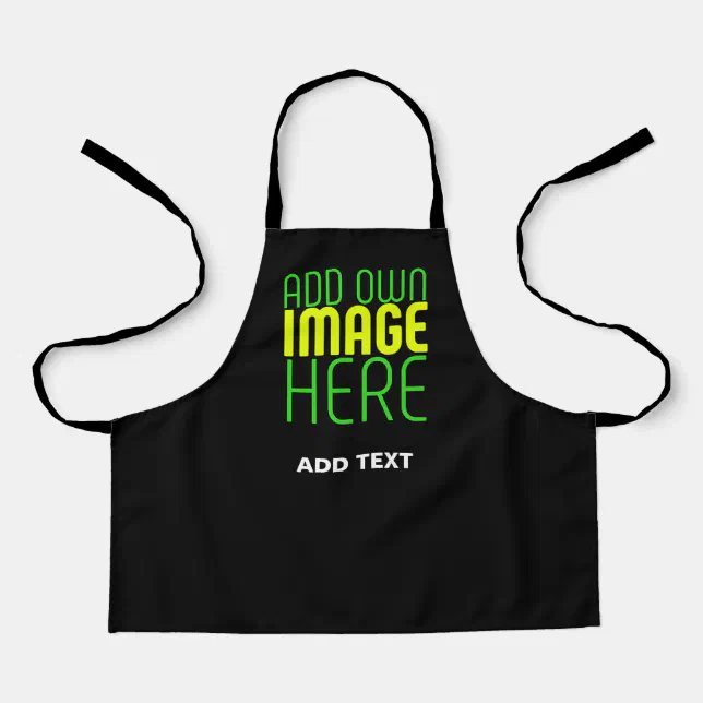 MODERN EDITABLE SIMPLE BLACK IMAGE TEXT TEMPLATE APRON | Zazzle
