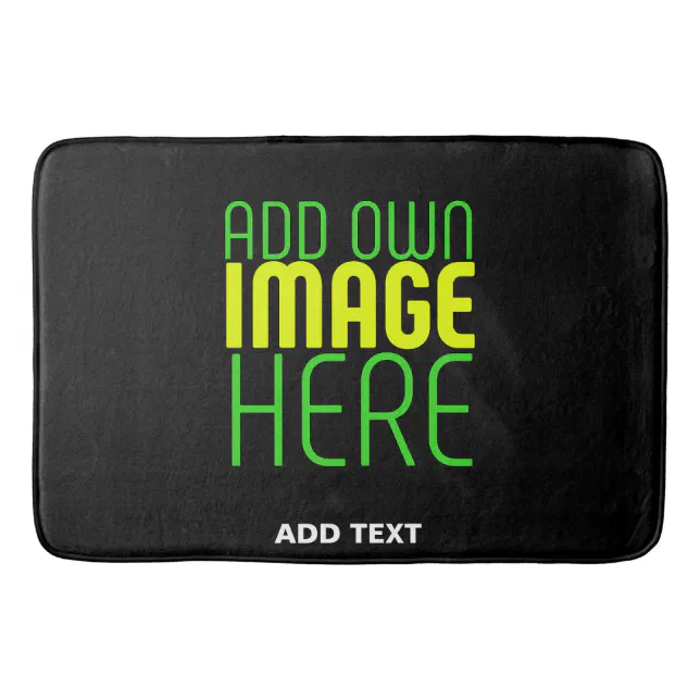 MODERN EDITABLE SIMPLE BLACK IMAGE TEXT TEMPLATE BATH MAT | Zazzle