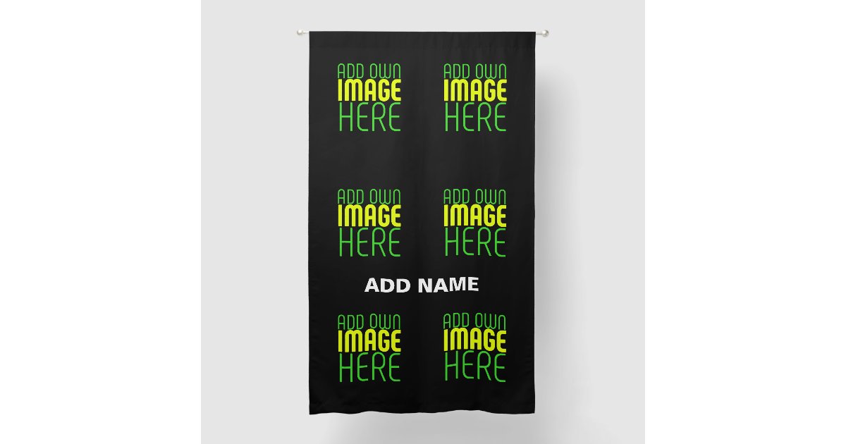 MODERN EDITABLE SIMPLE BLACK IMAGE TEXT TEMPLATE BLACKOUT CURTAINS | Zazzle