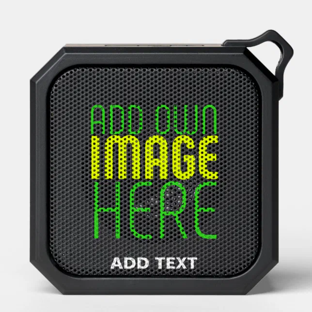 MODERN EDITABLE SIMPLE BLACK IMAGE TEXT TEMPLATE BLUETOOTH SPEAKER | Zazzle