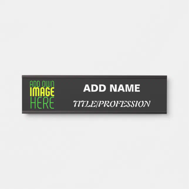 MODERN EDITABLE SIMPLE BLACK IMAGE TEXT TEMPLATE DOOR SIGN | Zazzle