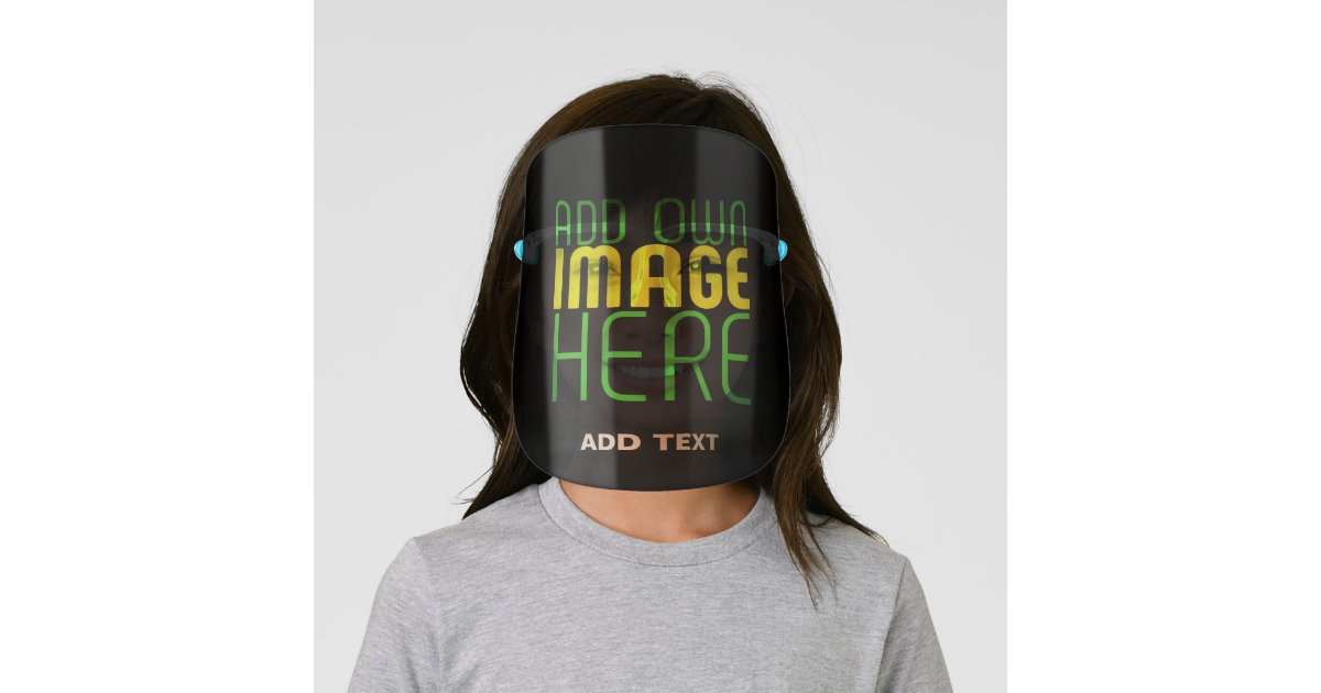 MODERN EDITABLE SIMPLE BLACK IMAGE TEXT TEMPLATE FACE SHIELD | Zazzle