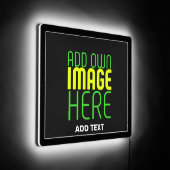 MODERN EDITABLE SIMPLE BLACK IMAGE TEXT TEMPLATE LED SIGN | Zazzle