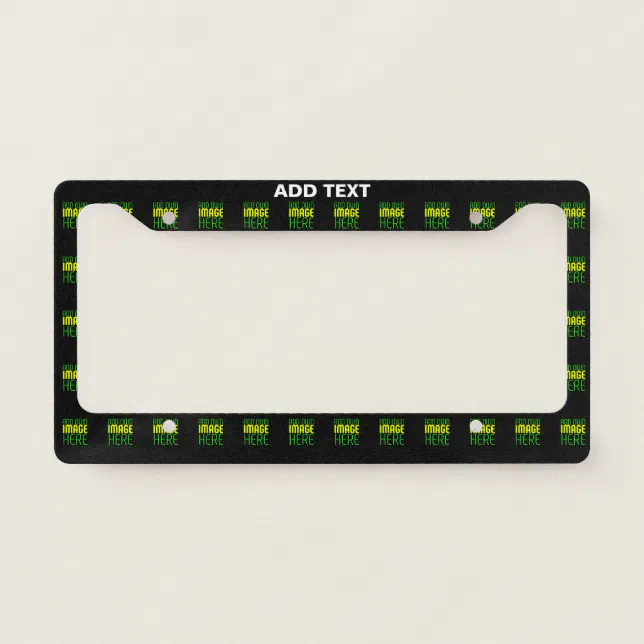 MODERN EDITABLE SIMPLE BLACK IMAGE TEXT TEMPLATE LICENSE PLATE FRAME ...