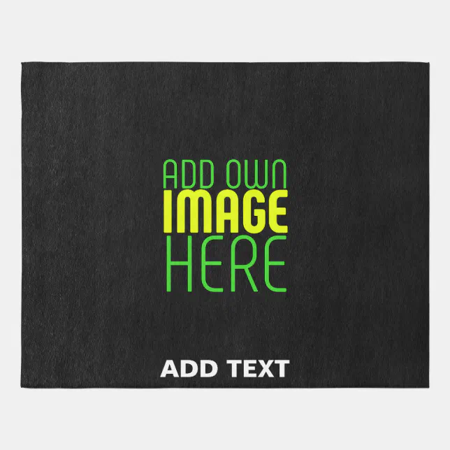 MODERN EDITABLE SIMPLE BLACK IMAGE TEXT TEMPLATE OUTDOOR RUG | Zazzle