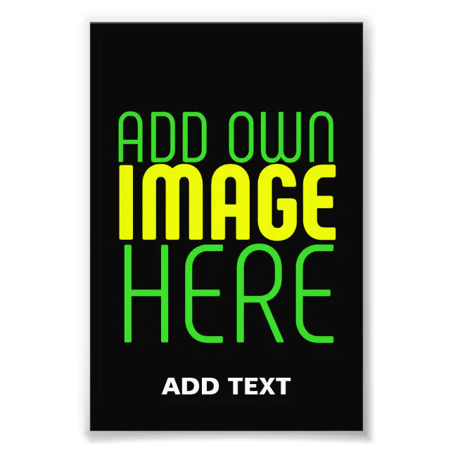 MODERN EDITABLE SIMPLE BLACK IMAGE TEXT TEMPLATE PHOTO PRINT | Zazzle