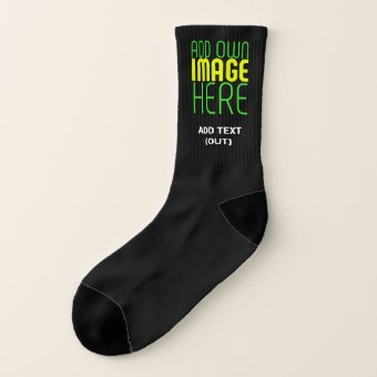 MODERN EDITABLE SIMPLE BLACK IMAGE TEXT TEMPLATE SOCKS | Zazzle