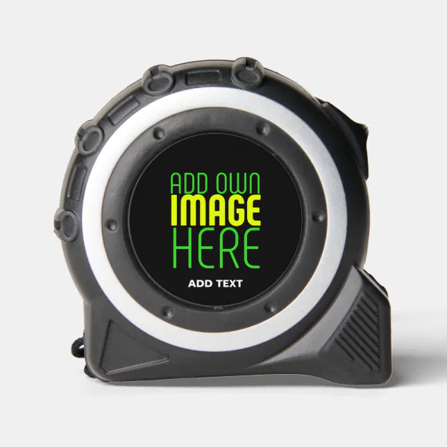 MODERN EDITABLE SIMPLE BLACK IMAGE TEXT TEMPLATE TAPE MEASURE | Zazzle