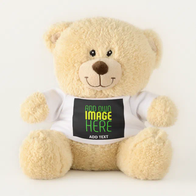 MODERN EDITABLE SIMPLE BLACK IMAGE TEXT TEMPLATE TEDDY BEAR | Zazzle