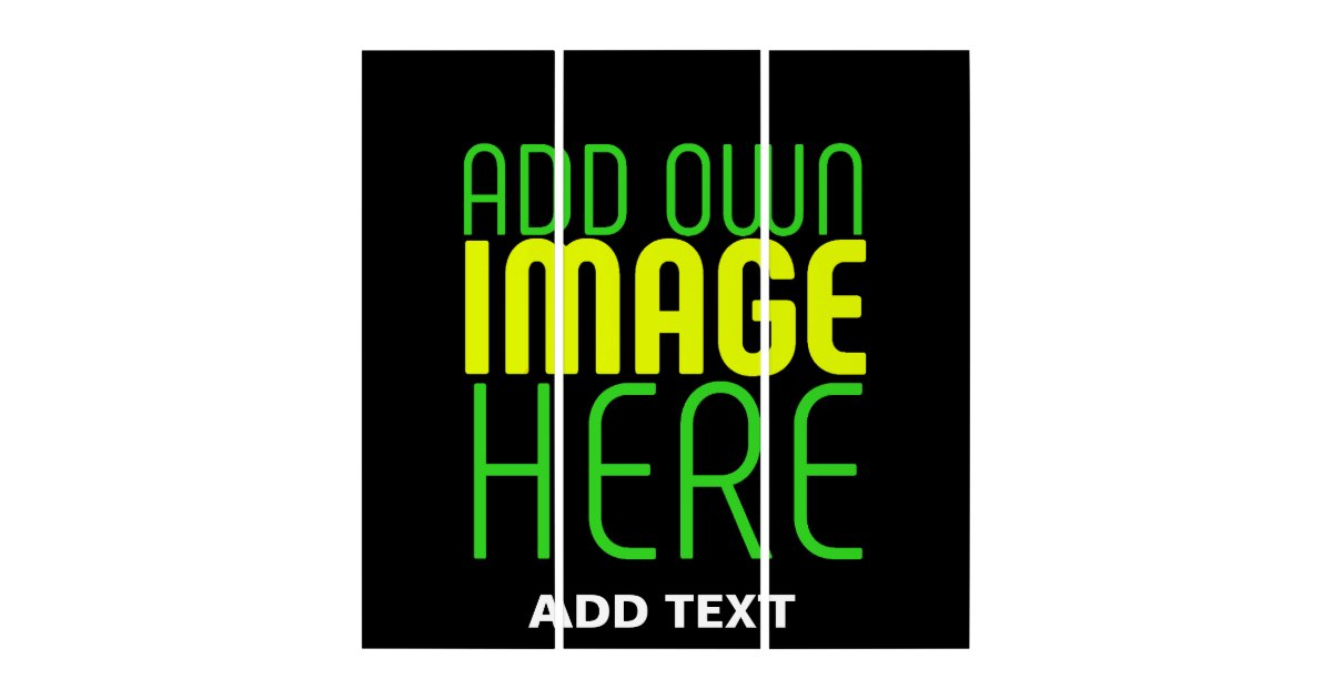 MODERN EDITABLE SIMPLE BLACK IMAGE TEXT TEMPLATE TRIPTYCH | Zazzle