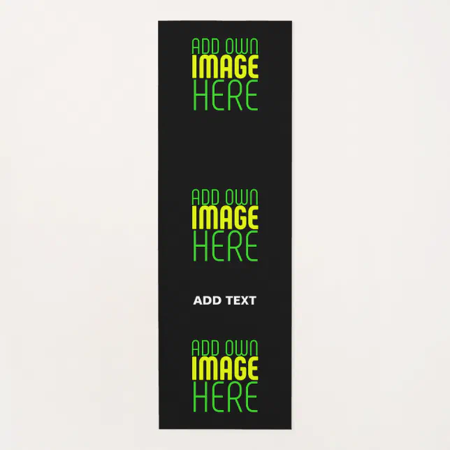 MODERN EDITABLE SIMPLE BLACK IMAGE TEXT TEMPLATE YOGA MAT | Zazzle