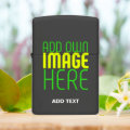MODERN EDITABLE SIMPLE BLACK IMAGE TEXT TEMPLATE ZIPPO LIGHTER | Zazzle