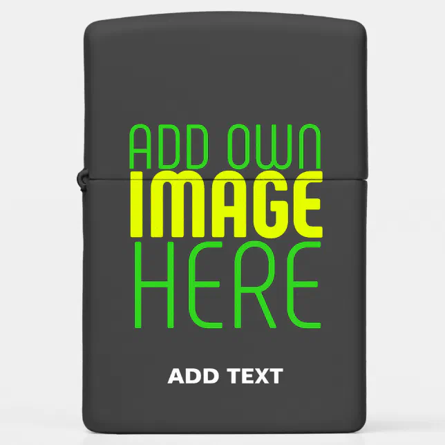 MODERN EDITABLE SIMPLE BLACK IMAGE TEXT TEMPLATE ZIPPO LIGHTER | Zazzle