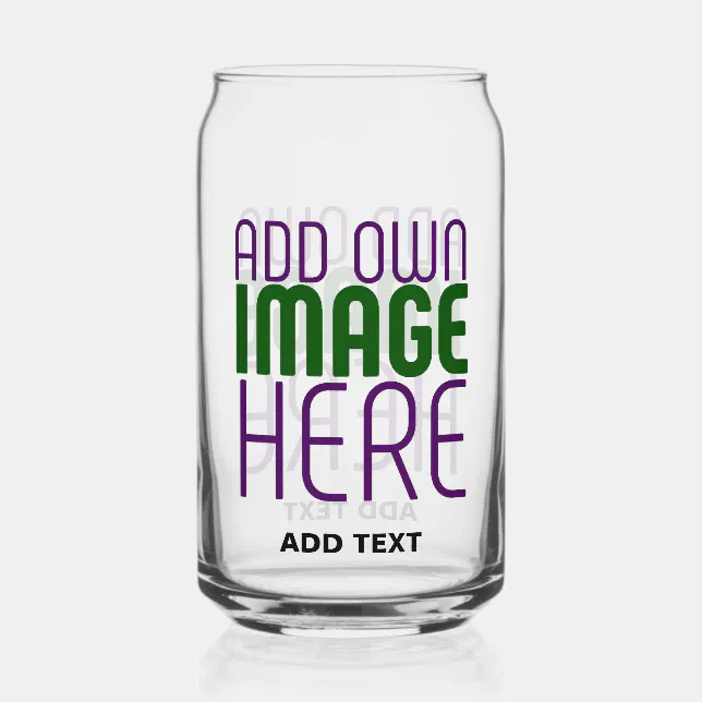 MODERN EDITABLE SIMPLE CLEAR IMAGE TEXT TEMPLATE CAN GLASS | Zazzle