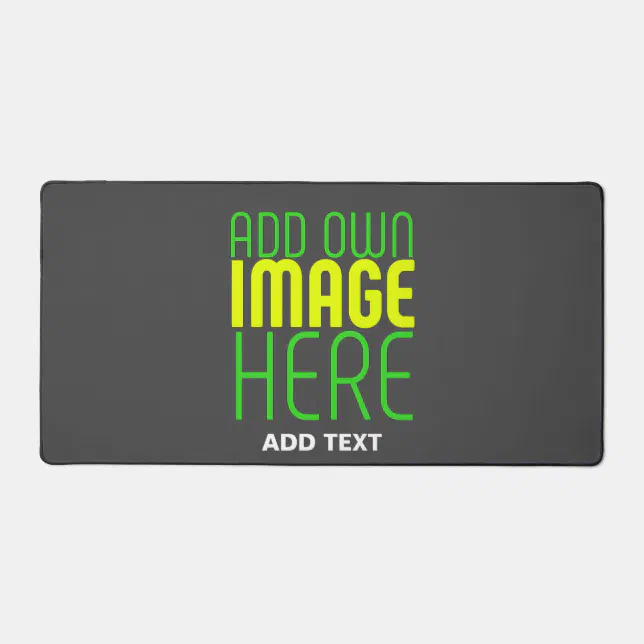 MODERN EDITABLE SIMPLE GREY IMAGE TEXT TEMPLATE DESK MAT | Zazzle