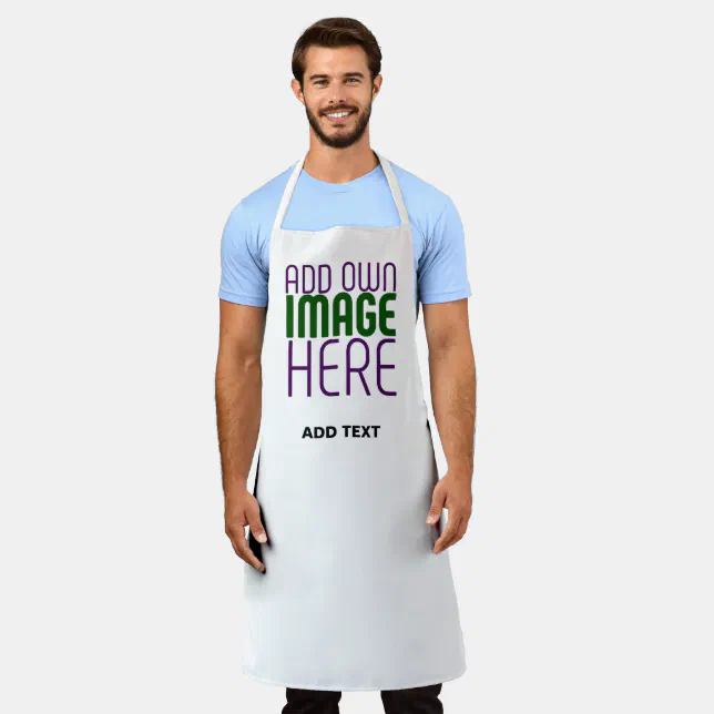 MODERN EDITABLE SIMPLE WHITE IMAGE TEXT TEMPLATE APRON | Zazzle