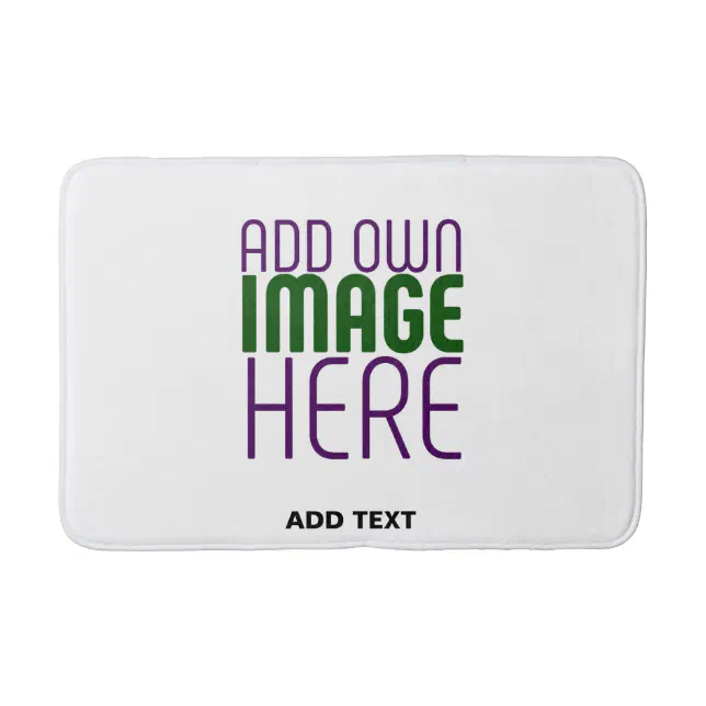 MODERN EDITABLE SIMPLE WHITE IMAGE TEXT TEMPLATE BATH MAT | Zazzle