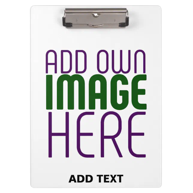 MODERN EDITABLE SIMPLE WHITE IMAGE TEXT TEMPLATE CLIPBOARD | Zazzle