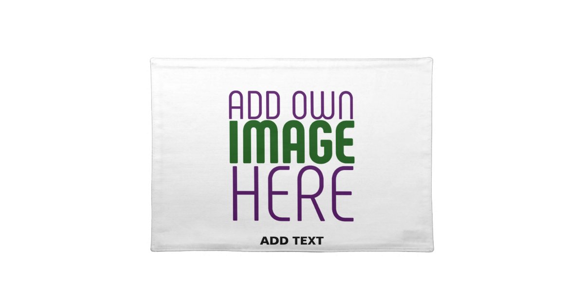 MODERN EDITABLE SIMPLE WHITE IMAGE TEXT TEMPLATE CLOTH PLACEMAT | Zazzle