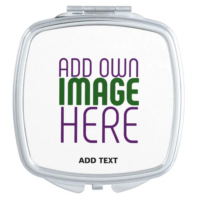 MODERN EDITABLE SIMPLE WHITE IMAGE TEXT TEMPLATE COMPACT MIRROR | Zazzle