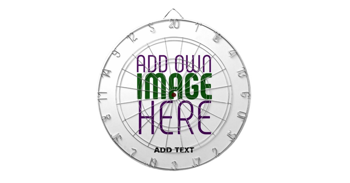 MODERN EDITABLE SIMPLE WHITE IMAGE TEXT TEMPLATE DART BOARD | Zazzle