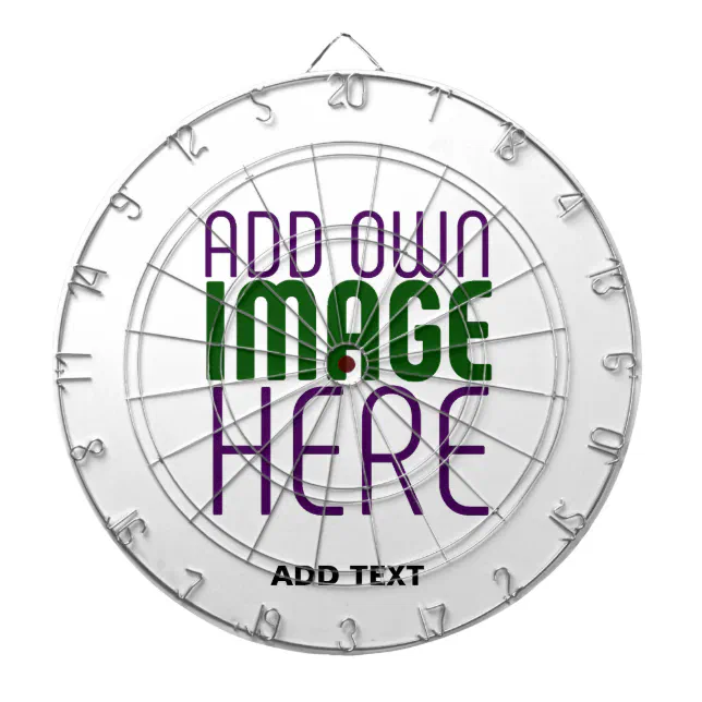 MODERN EDITABLE SIMPLE WHITE IMAGE TEXT TEMPLATE DART BOARD | Zazzle