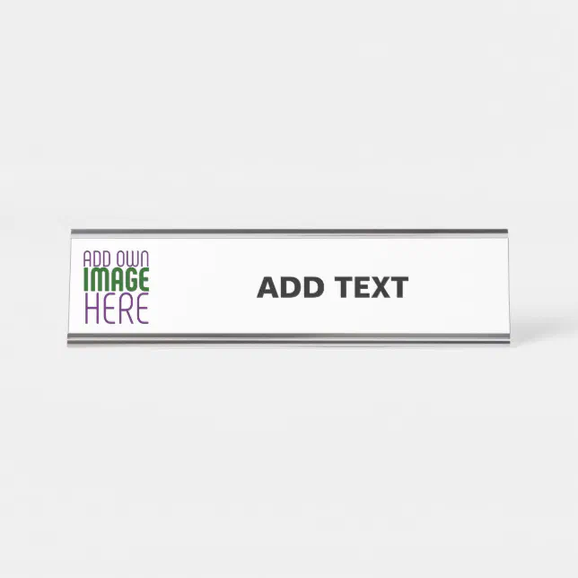MODERN EDITABLE SIMPLE WHITE IMAGE TEXT TEMPLATE DESK NAME PLATE | Zazzle