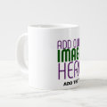 MODERN EDITABLE SIMPLE WHITE IMAGE TEXT TEMPLATE GIANT COFFEE MUG | Zazzle
