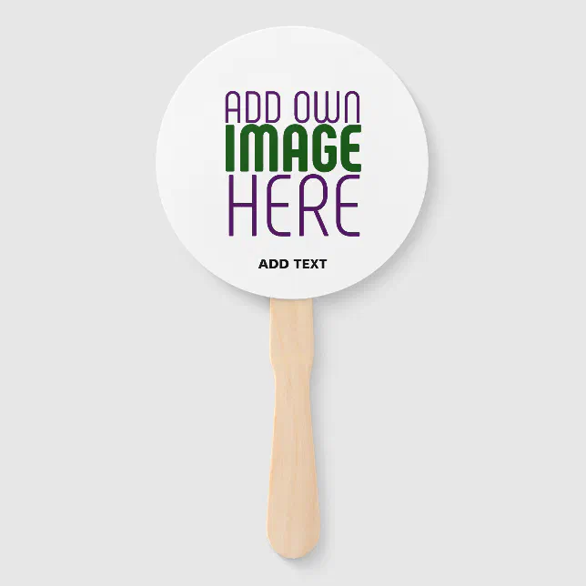 MODERN EDITABLE SIMPLE WHITE IMAGE TEXT TEMPLATE HAND FAN | Zazzle