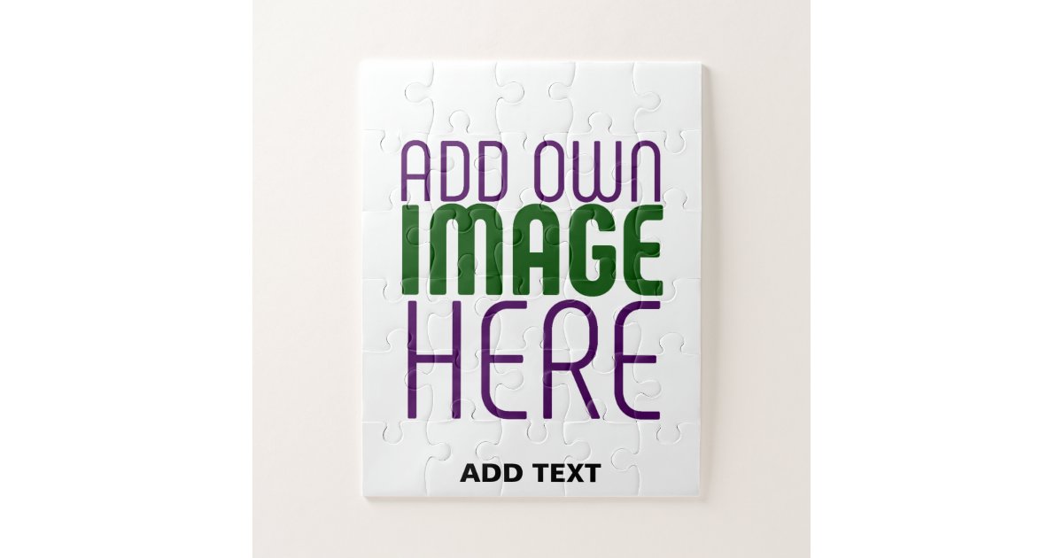 MODERN EDITABLE SIMPLE WHITE IMAGE TEXT TEMPLATE JIGSAW PUZZLE | Zazzle