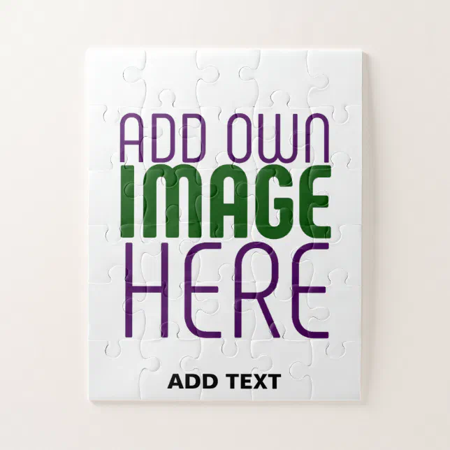 MODERN EDITABLE SIMPLE WHITE IMAGE TEXT TEMPLATE JIGSAW PUZZLE | Zazzle