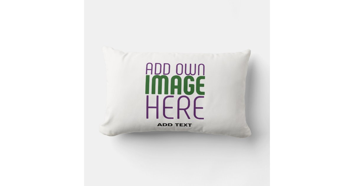 MODERN EDITABLE SIMPLE WHITE IMAGE TEXT TEMPLATE LUMBAR PILLOW | Zazzle