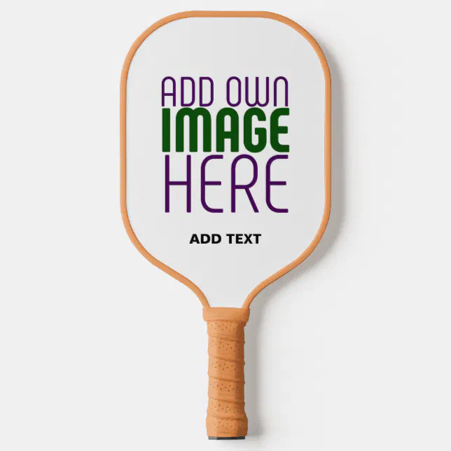 MODERN EDITABLE SIMPLE WHITE IMAGE TEXT TEMPLATE PICKLEBALL PADDLE | Zazzle