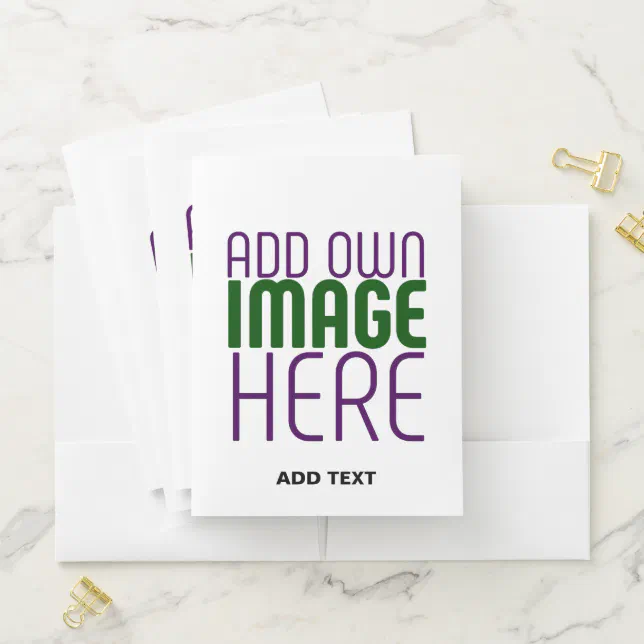 MODERN EDITABLE SIMPLE WHITE IMAGE TEXT TEMPLATE POCKET FOLDER | Zazzle