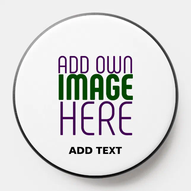 MODERN EDITABLE SIMPLE WHITE IMAGE TEXT TEMPLATE PopSocket | Zazzle
