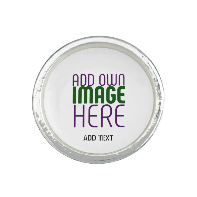 MODERN EDITABLE SIMPLE WHITE IMAGE TEXT TEMPLATE RING | Zazzle