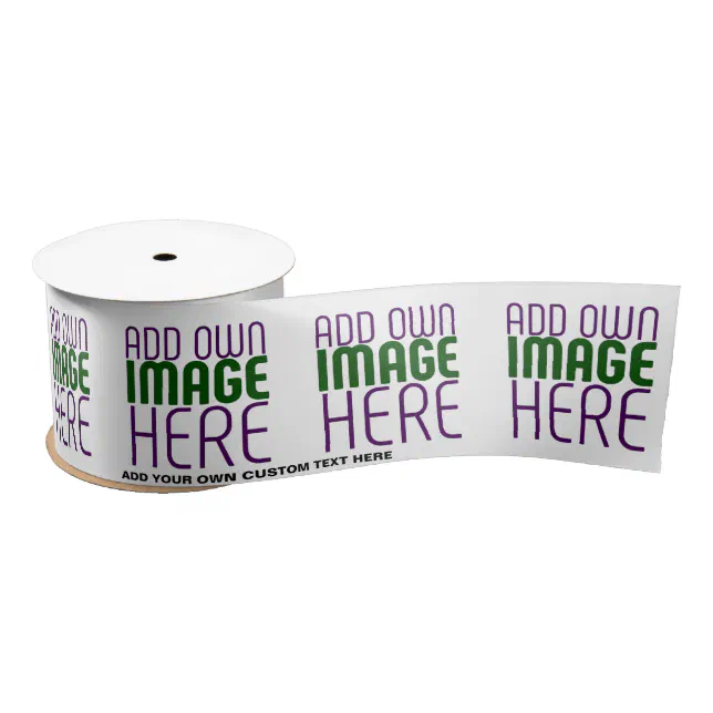 MODERN EDITABLE SIMPLE WHITE IMAGE TEXT TEMPLATE SATIN RIBBON | Zazzle