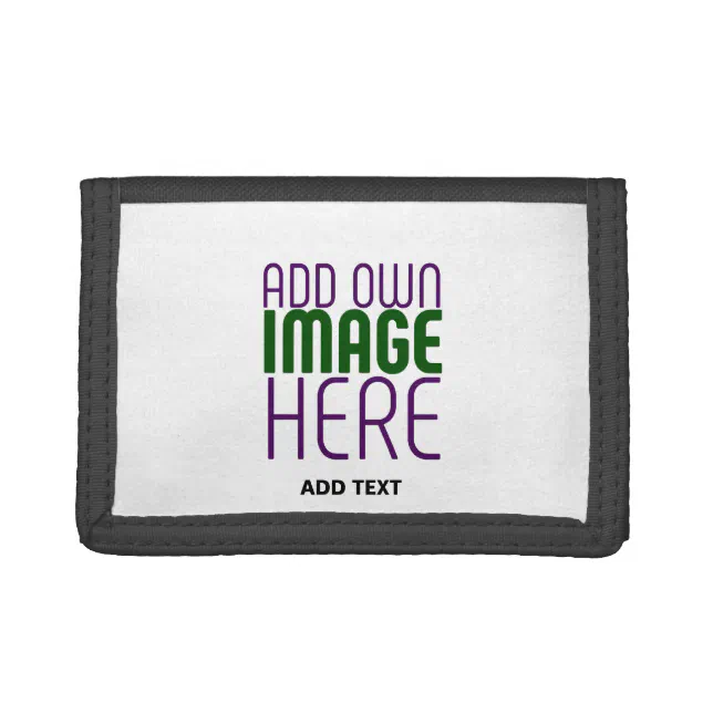 MODERN EDITABLE SIMPLE WHITE IMAGE TEXT TEMPLATE TRIFOLD WALLET | Zazzle